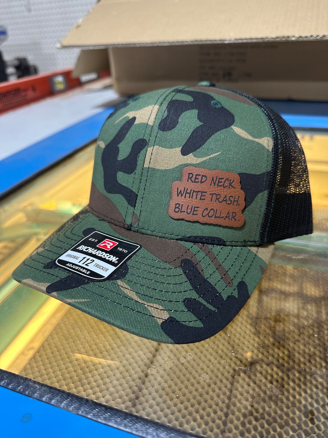 Red Neck. White Trash. Blue Collar. Hat Leatherette Patch Leather Patch ...