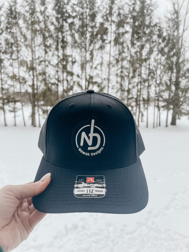SET OF 5 Custom Logo Hats, Leatherette Patch - Logo Hats- Leather Patch ...