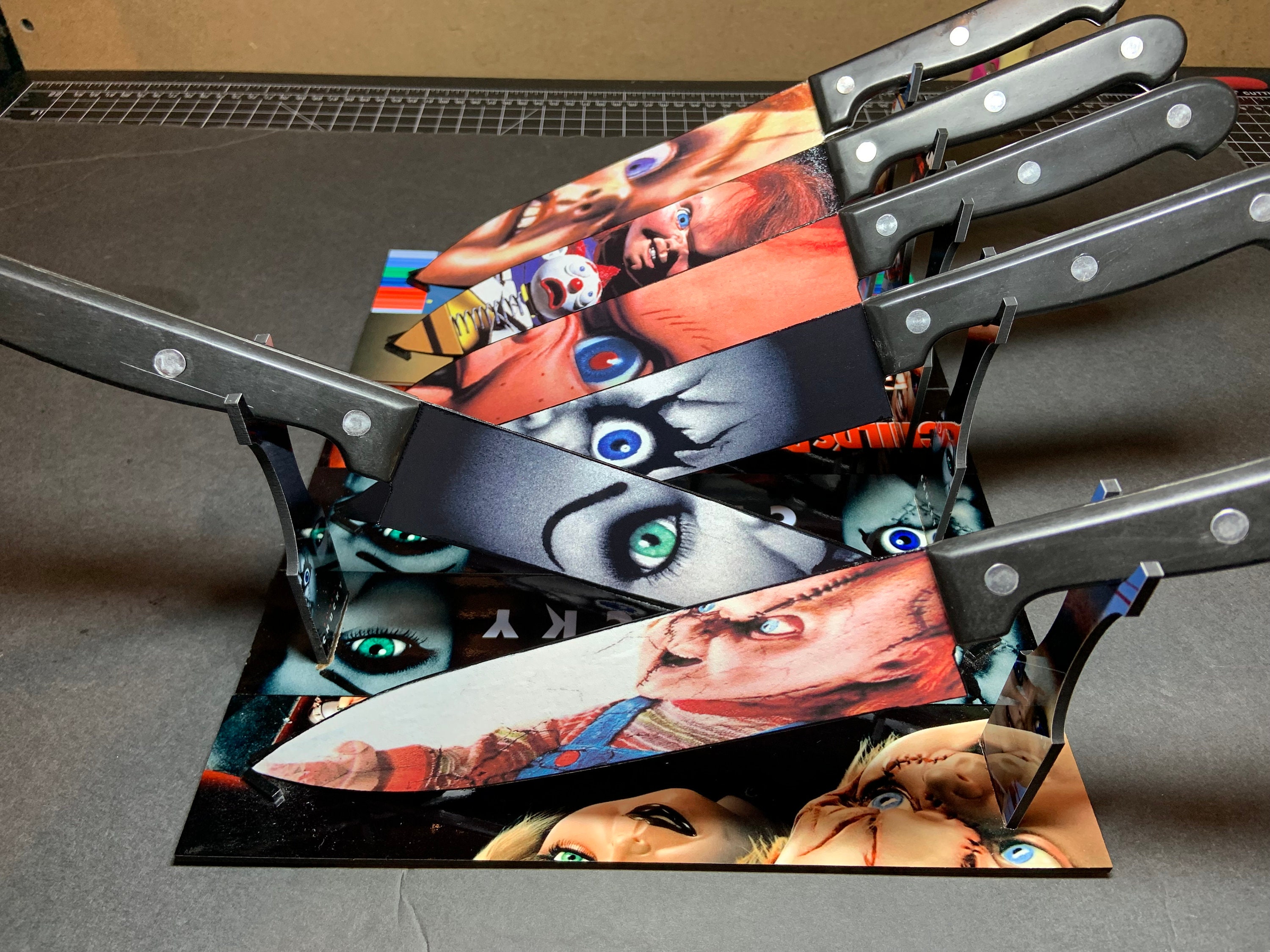 Childs Play Chucky 6 Knife Set With/without Sublimated Stands - Etsy