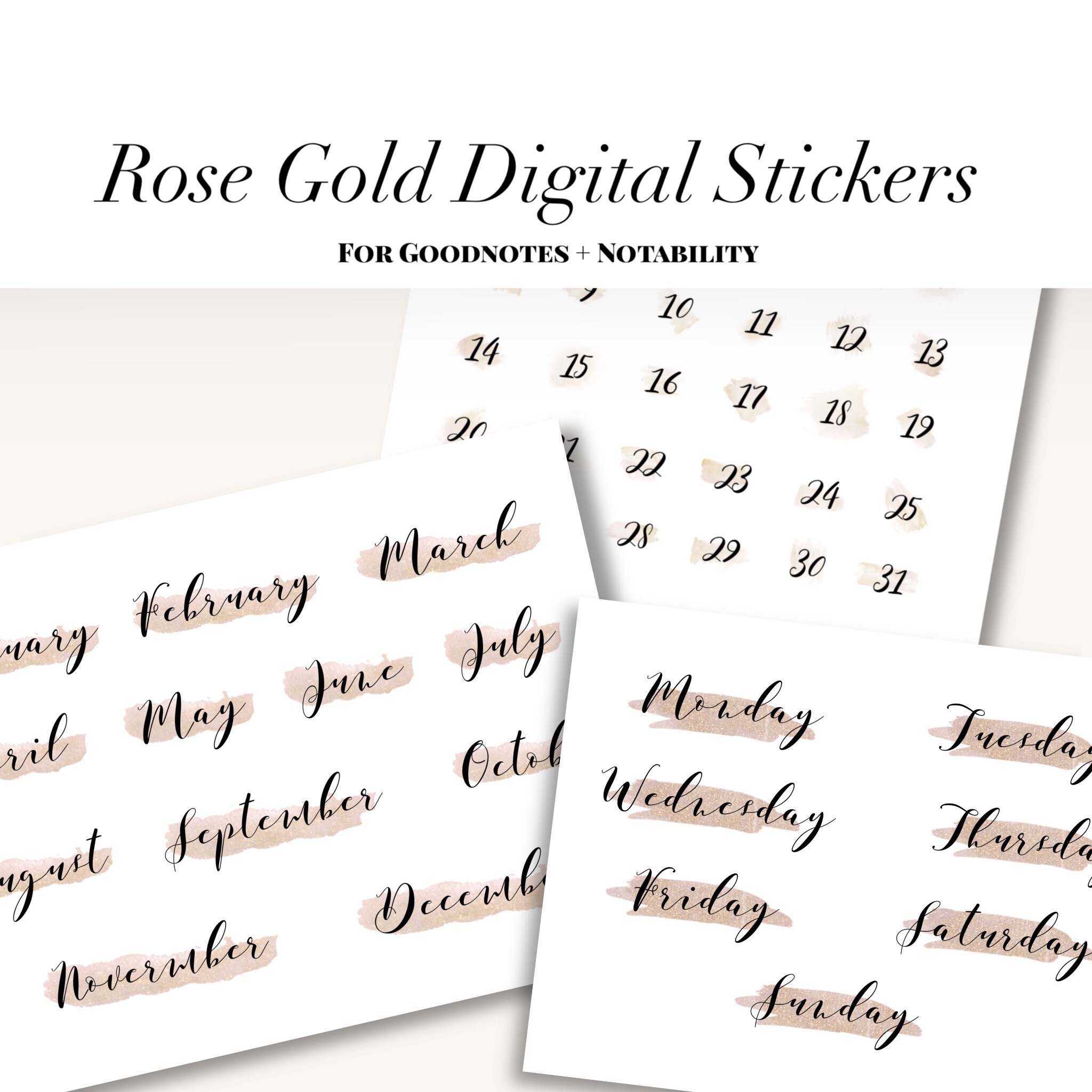 Paper & Party Supplies Paper Rose Gold Stickers Digital Stickers ...