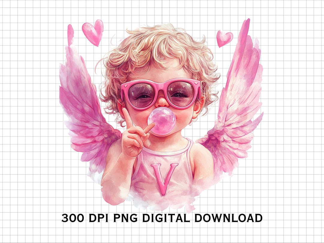 Cupid Valentine Blowing Bubble PNG, Cupid With Sunglasses, Valentines ...