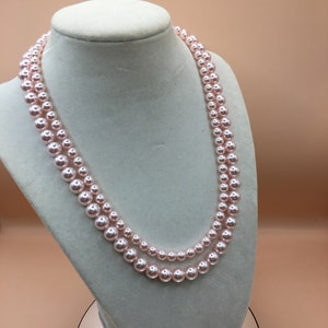 Pink Pearl Double Strand Necklace - Etsy