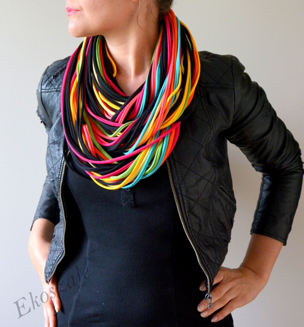 Knitted Necklace Colorful Party - Etsy