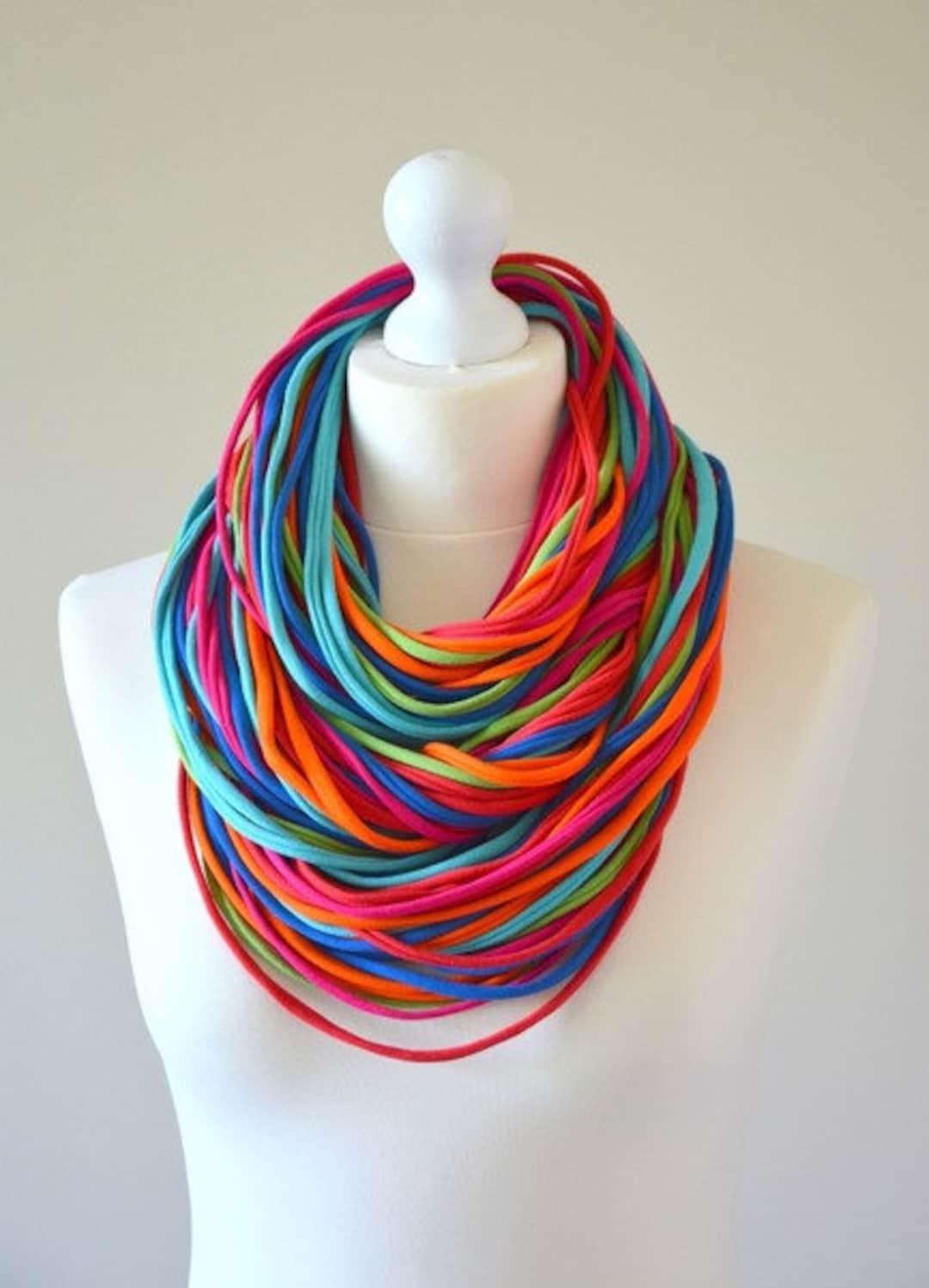 Knitted Necklace Colorful Strings Infinity - Etsy