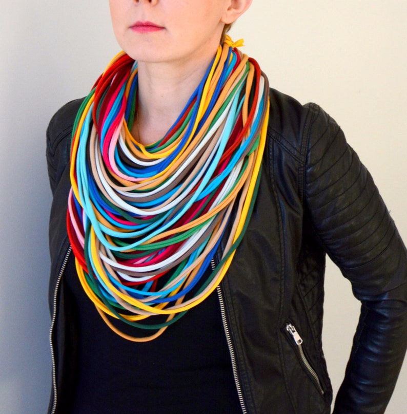 Knitted Necklace Strings Colorful Boho Cotton Necklace - Etsy