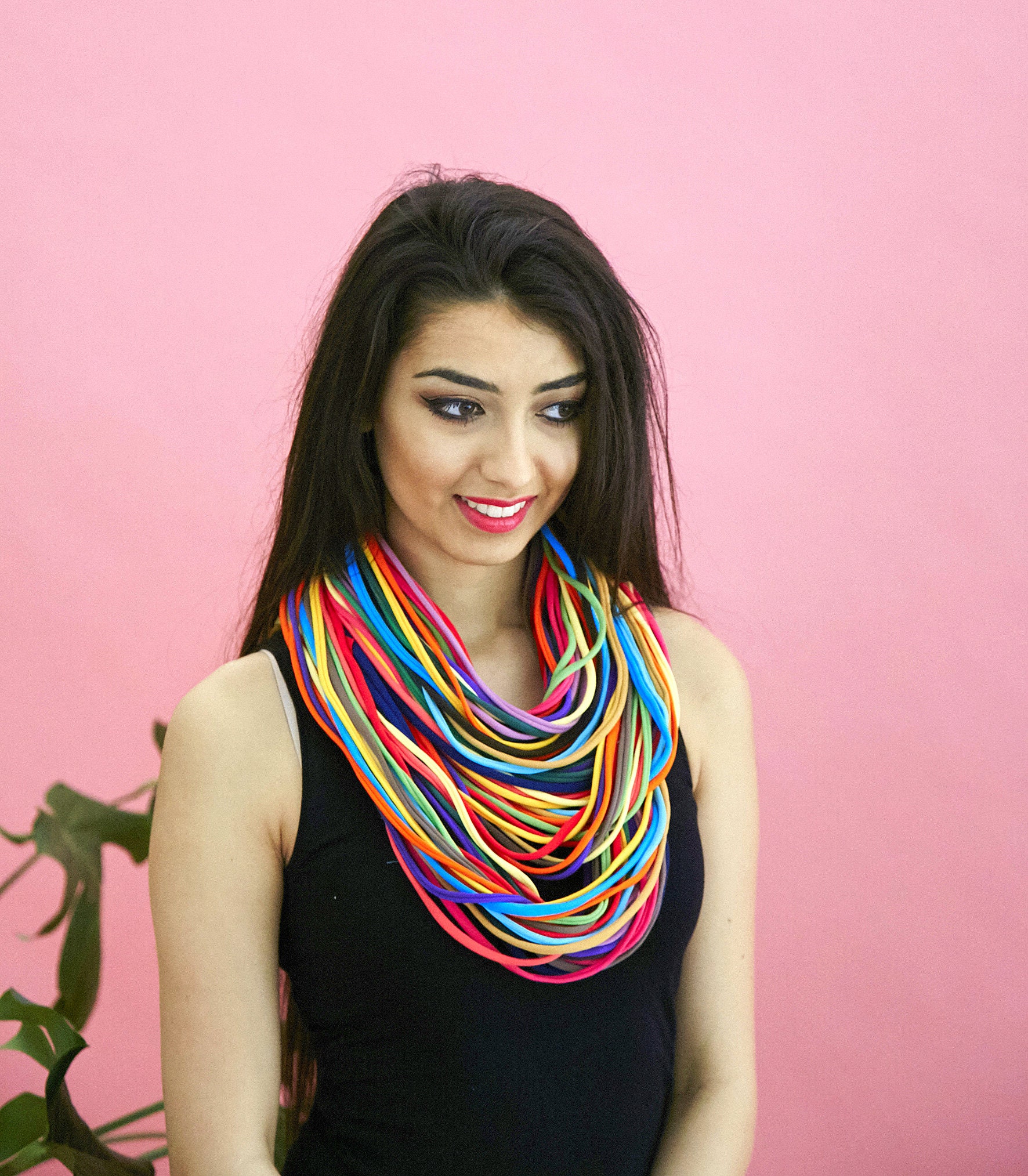Knitted Necklace Blue Strings Infinity - Etsy