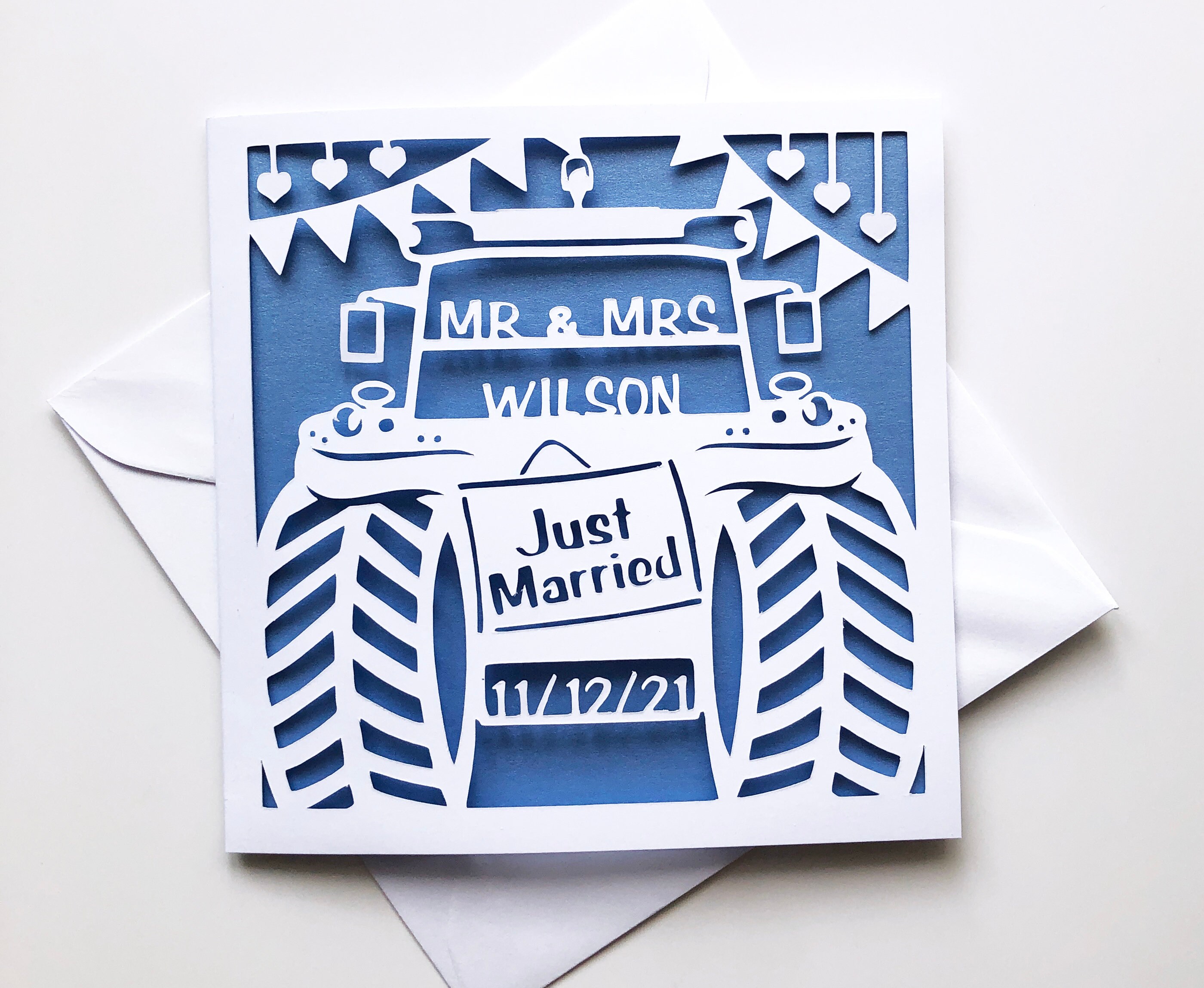Personalised Paper Cut Just Married Tractor Wedding Card / | Etsy