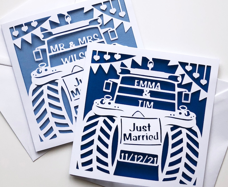 Personalised Paper Cut Just Married Tractor Wedding Card / - Etsy Ireland