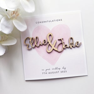 Personalised Wood Name Wedding Card // Congratulations // Happy Couple ...