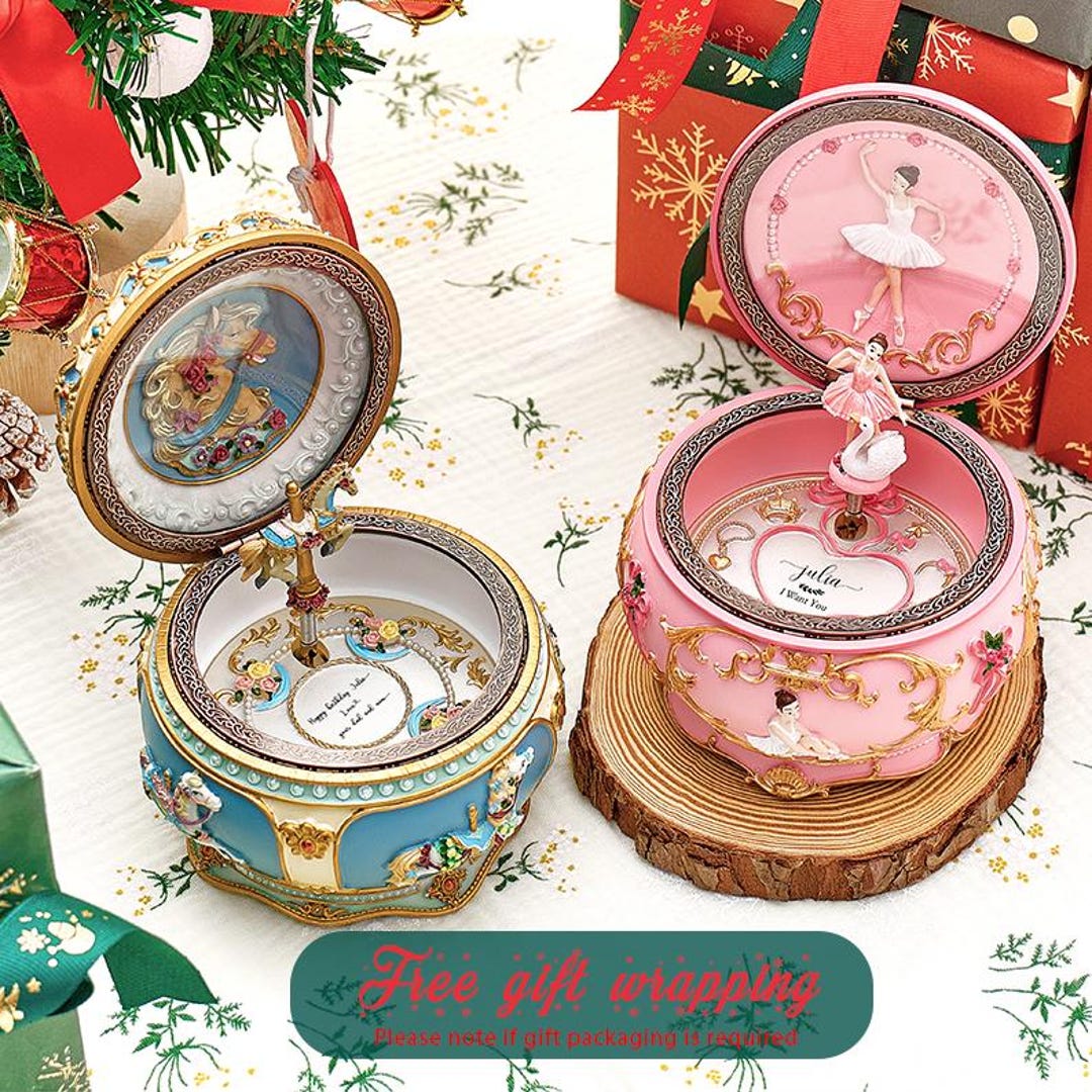 Personalized Light up Carousel Music Box, Custom Engraved Ballet Girl ...