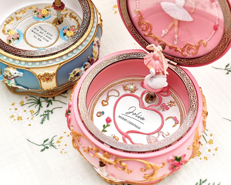 Personalized Light up Carousel Music Box, Custom Engraved Ballet Girl ...