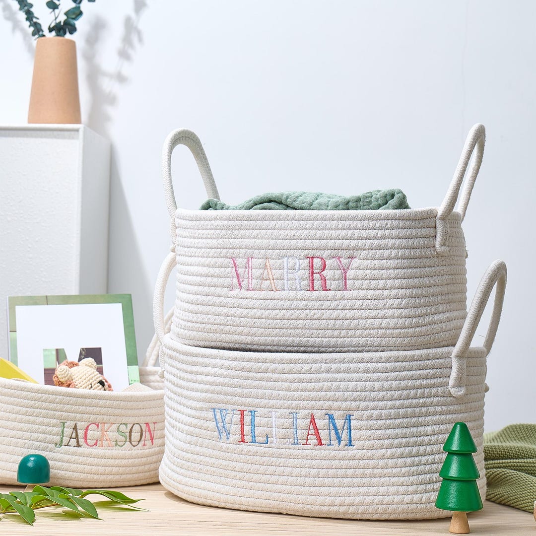 Personalized Easter Basket for Kids,rope Cotton Baby Gift Basket,name ...