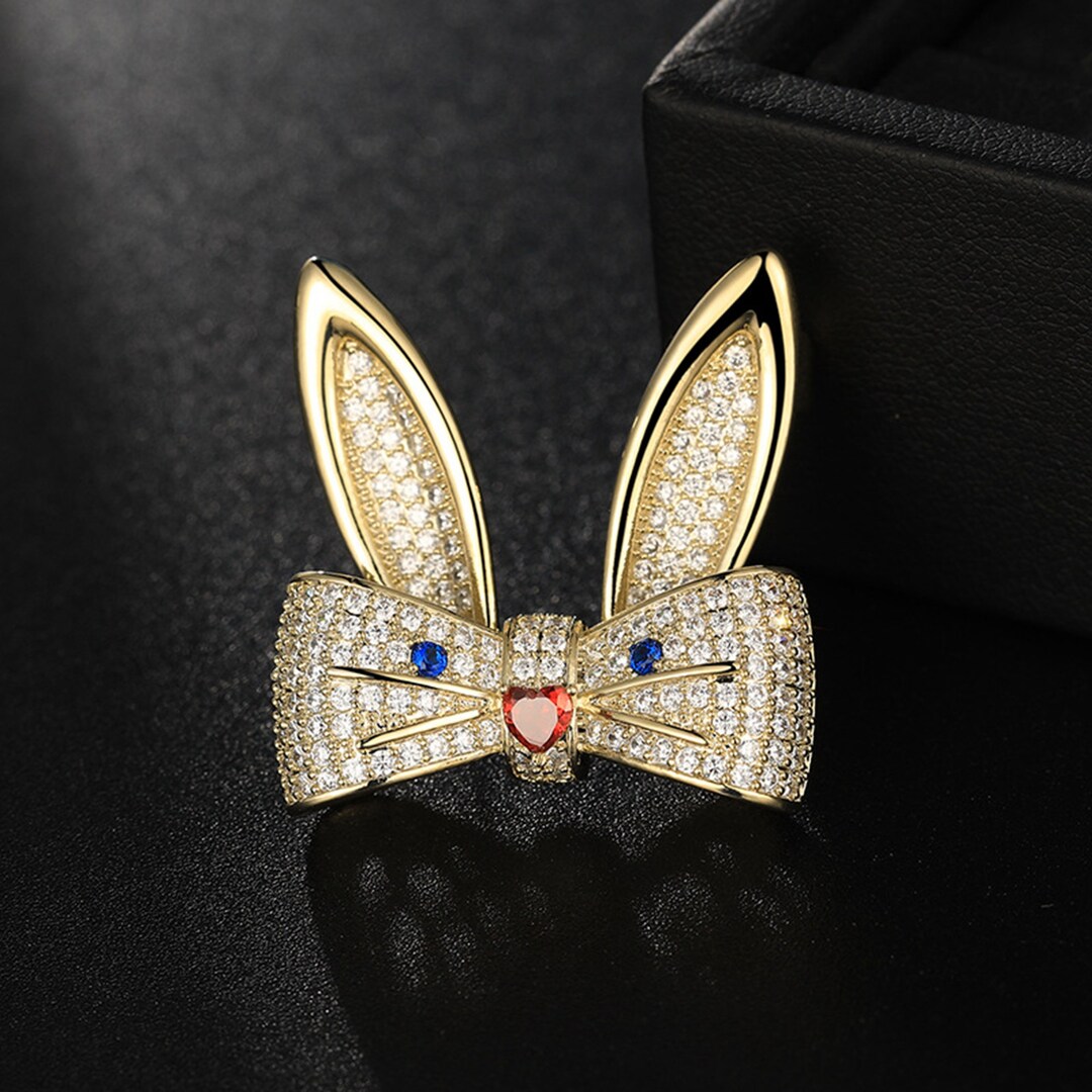 Cute and Funny Crystal Rabbit Brooch Gold Bunny Brooch Pin - Etsy