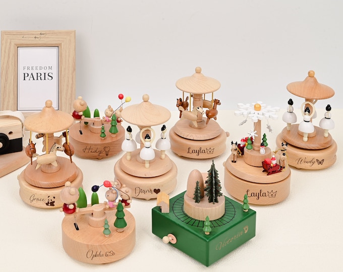 Customwooden Train Music Box/wooden Baby Toyspersonalized Wooden Music ...
