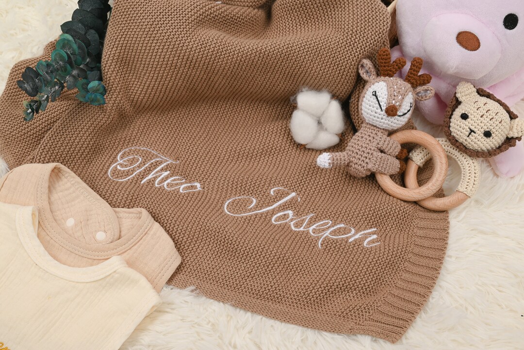 Customized Baby Blanket,embroidered Name,stroller Blanket,newborn Gift ...