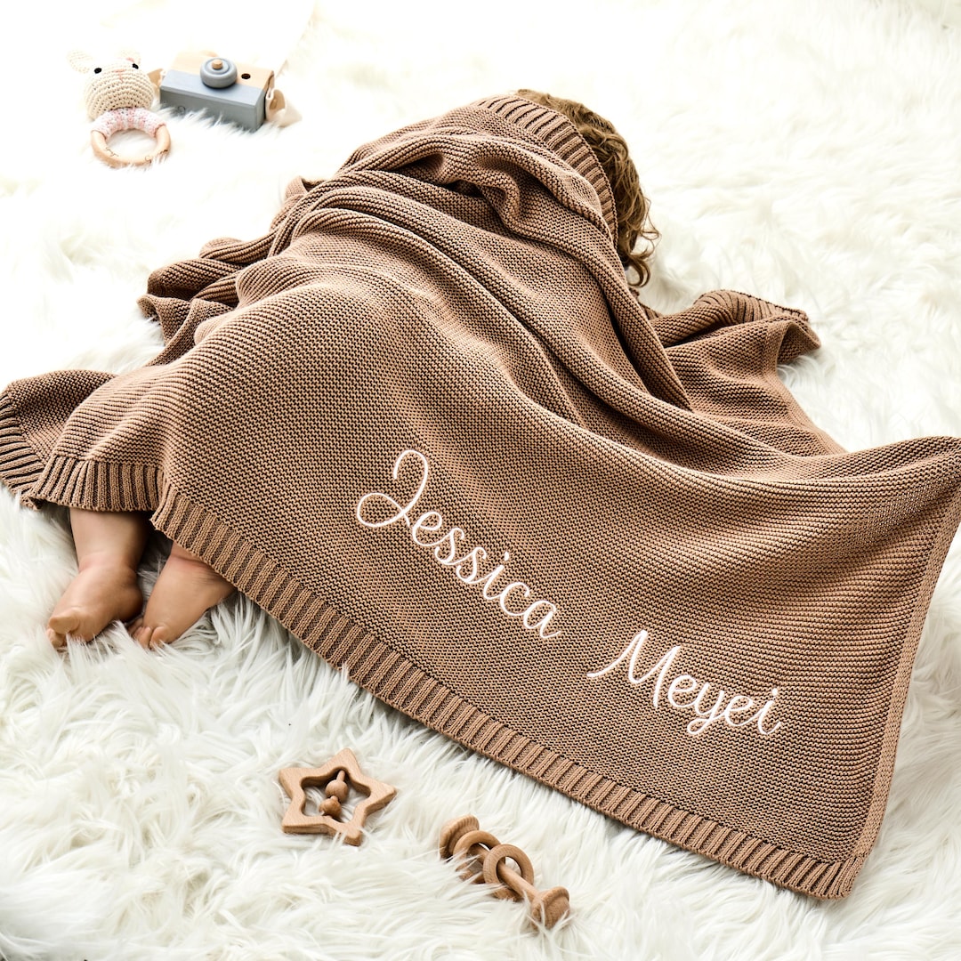 Customized Baby Blanket,embroidered Name,stroller Blanket,newborn Gift ...