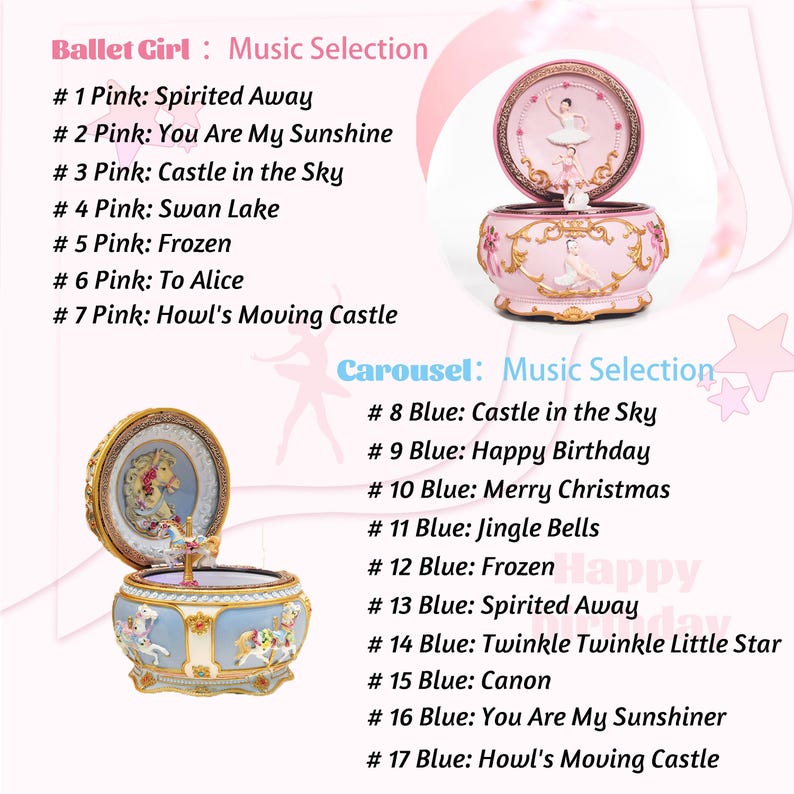 Personalized Light up Carousel Music Box, Custom Engraved Ballet Girl ...