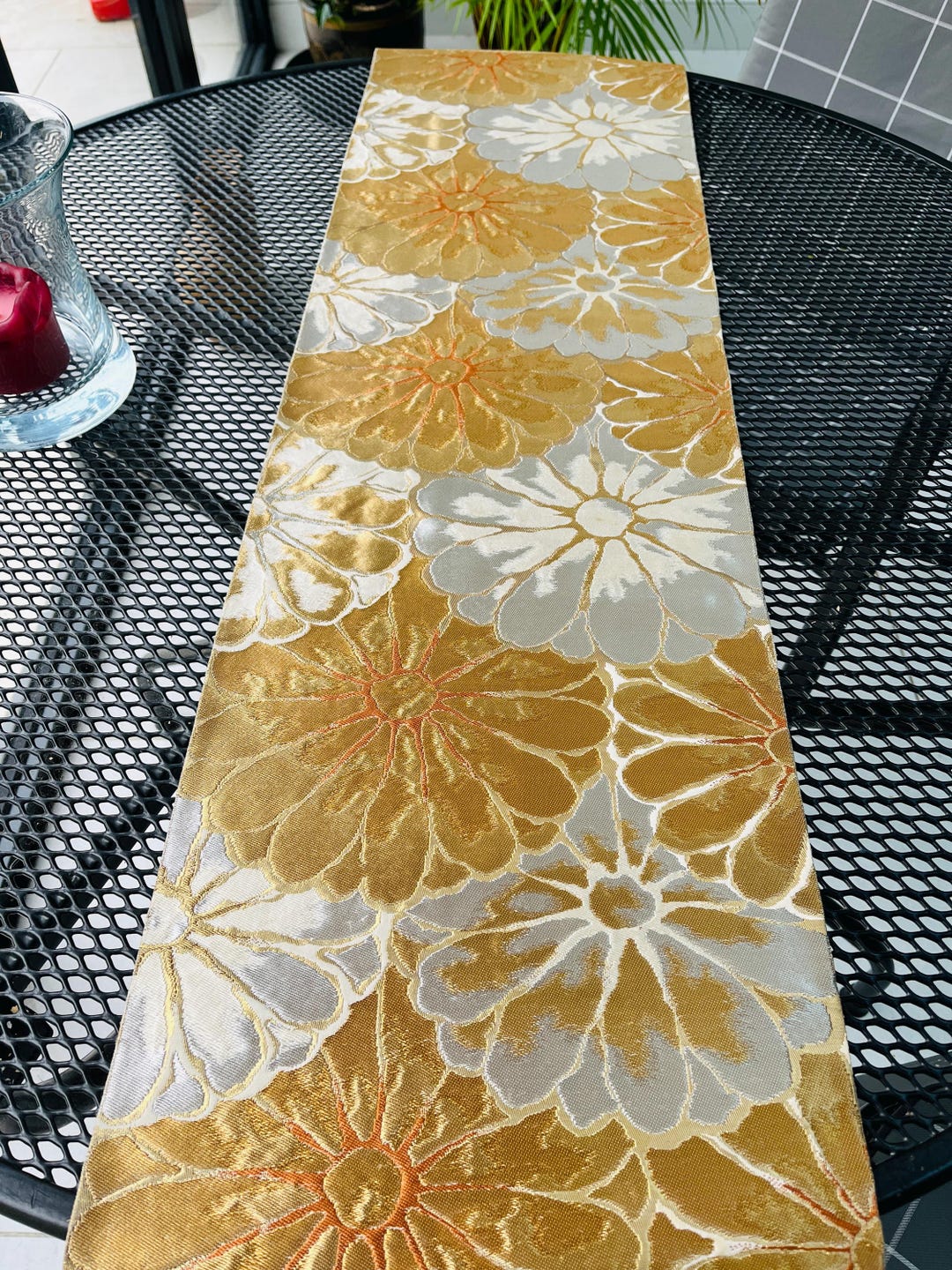 Table Runner, Luxury Silk Table Runner, Vintage Obi Sash, Embroidered ...