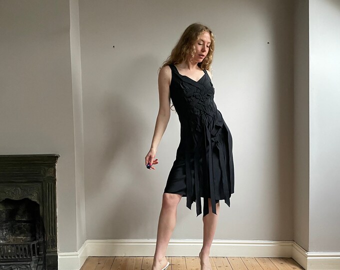 Y2k 'fenn Wright Manson' Silk Bias Cut Black Fairy Floaty Dress - Size ...