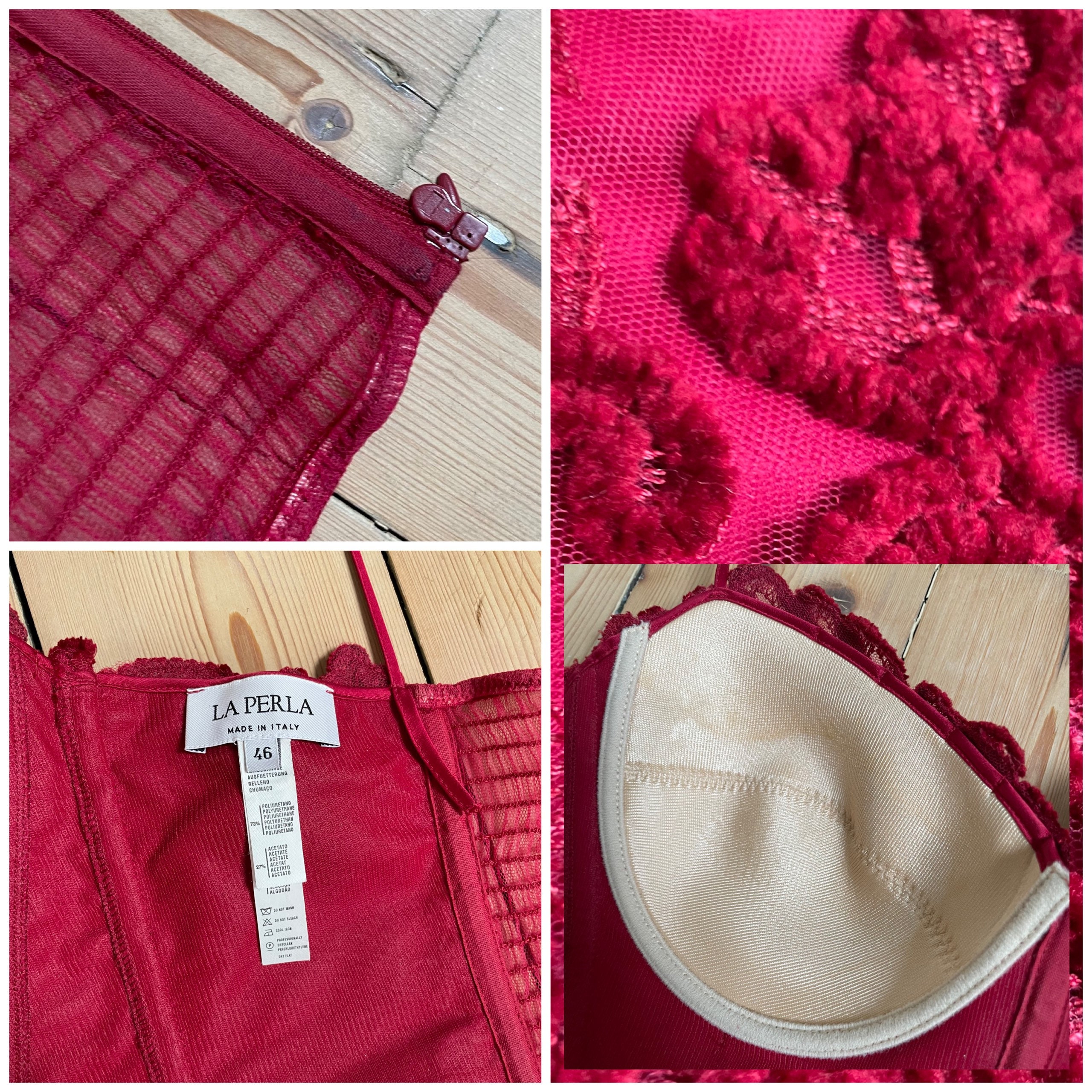 Vintage 00's Y2k 'la Perla' Pink Satin Corset Bra Top With Mesh Overlay ...