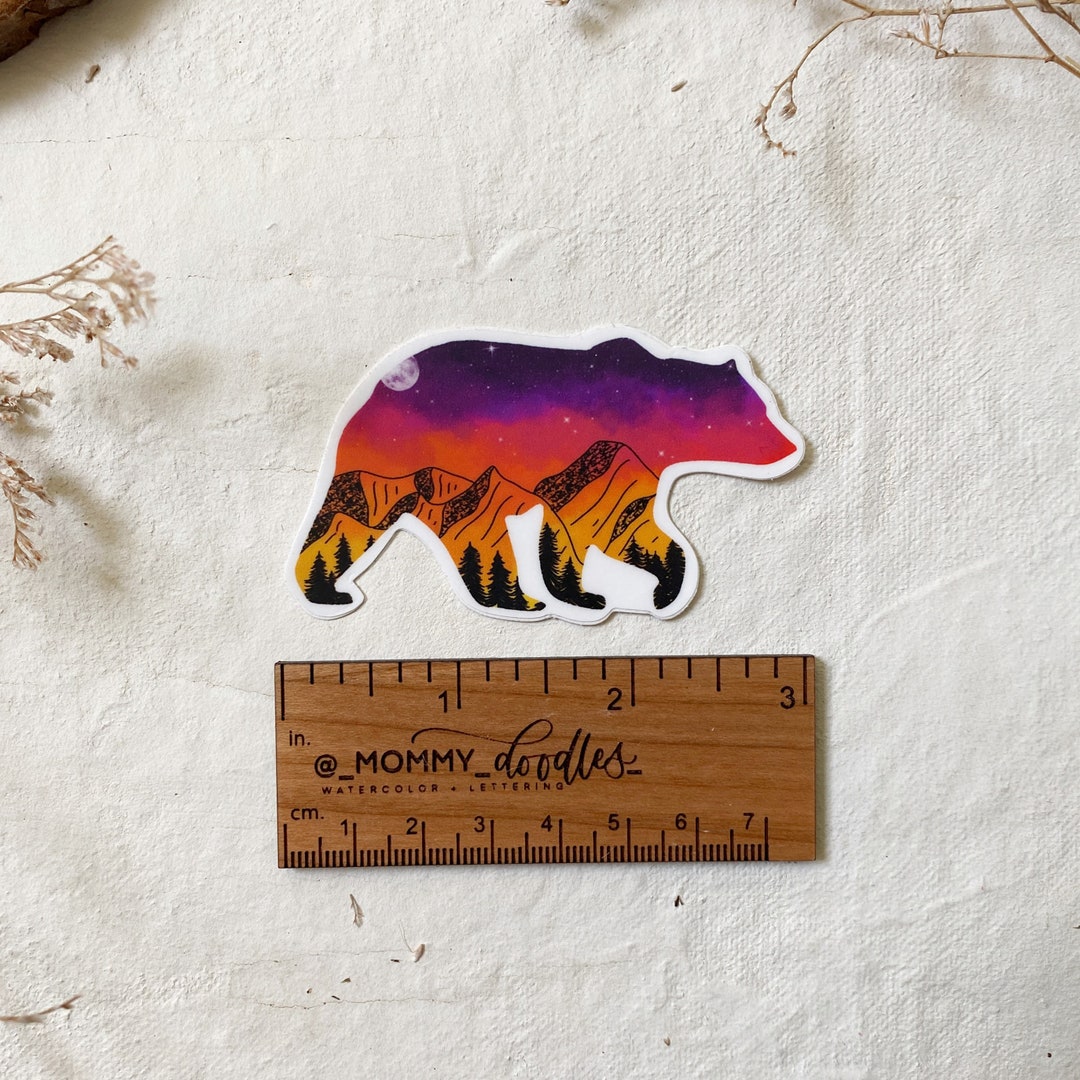 Bear Sunset and Mountains Vinyl Sticker - Etsy