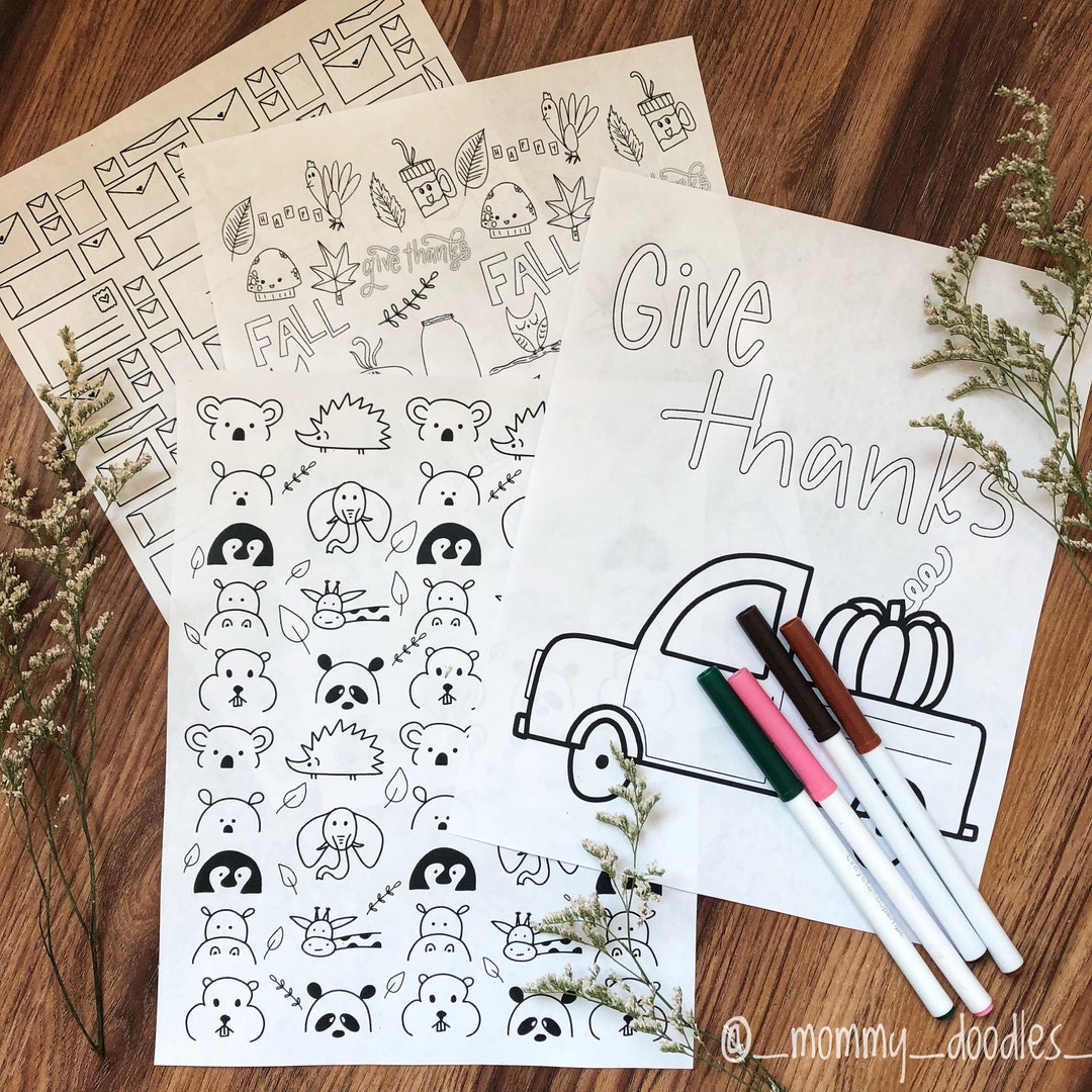 4 Fall Coloring Pages #2 (DIGITAL DOWNLOAD) - Etsy