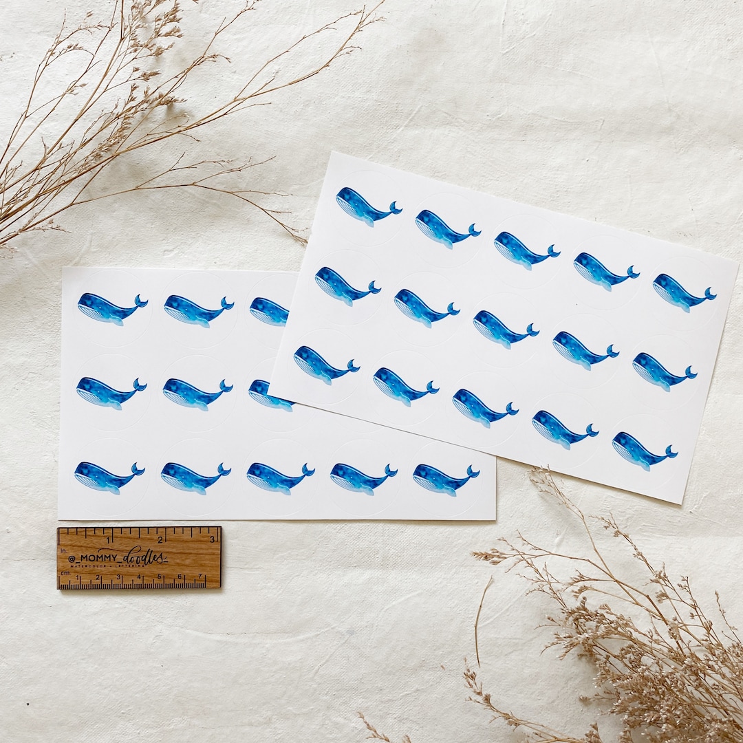 Watercolor Blue Whale Stickers | Custom Stickers | Mail Stickers ...