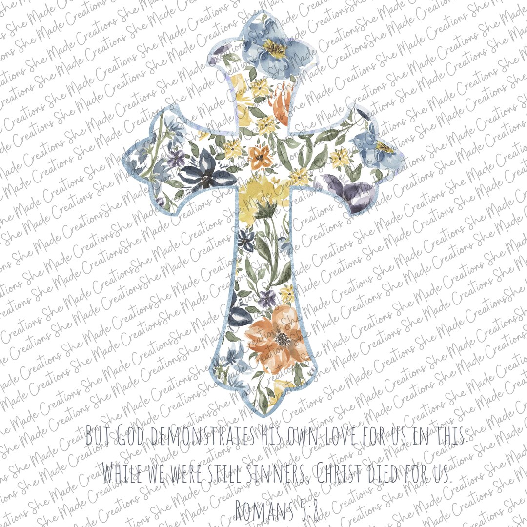 Christ Died for Us Floral Cross PNG - Etsy