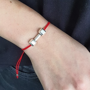 Dumbbell Charm Bracelet, Silver Barbell Bodybuilding Fitness Bracelet ...