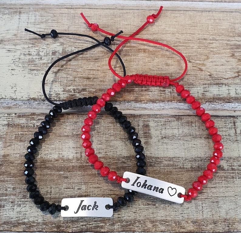 Personalized Bracelet for Men, Custom Engraved Beaded Bracelet With ...