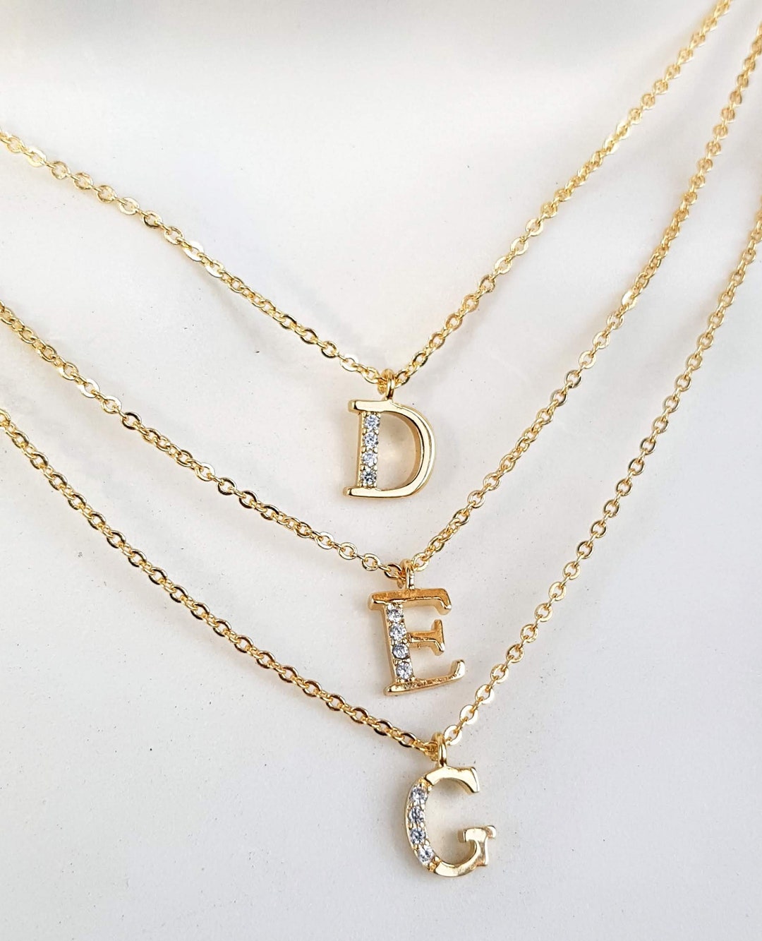 Personalized Dainty Gold Initial Pendant Necklace, Custom Monogram ...
