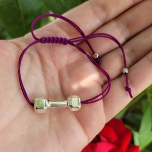 Dumbbell Charm Bracelet, Silver Barbell Bodybuilding Fitness Bracelet ...