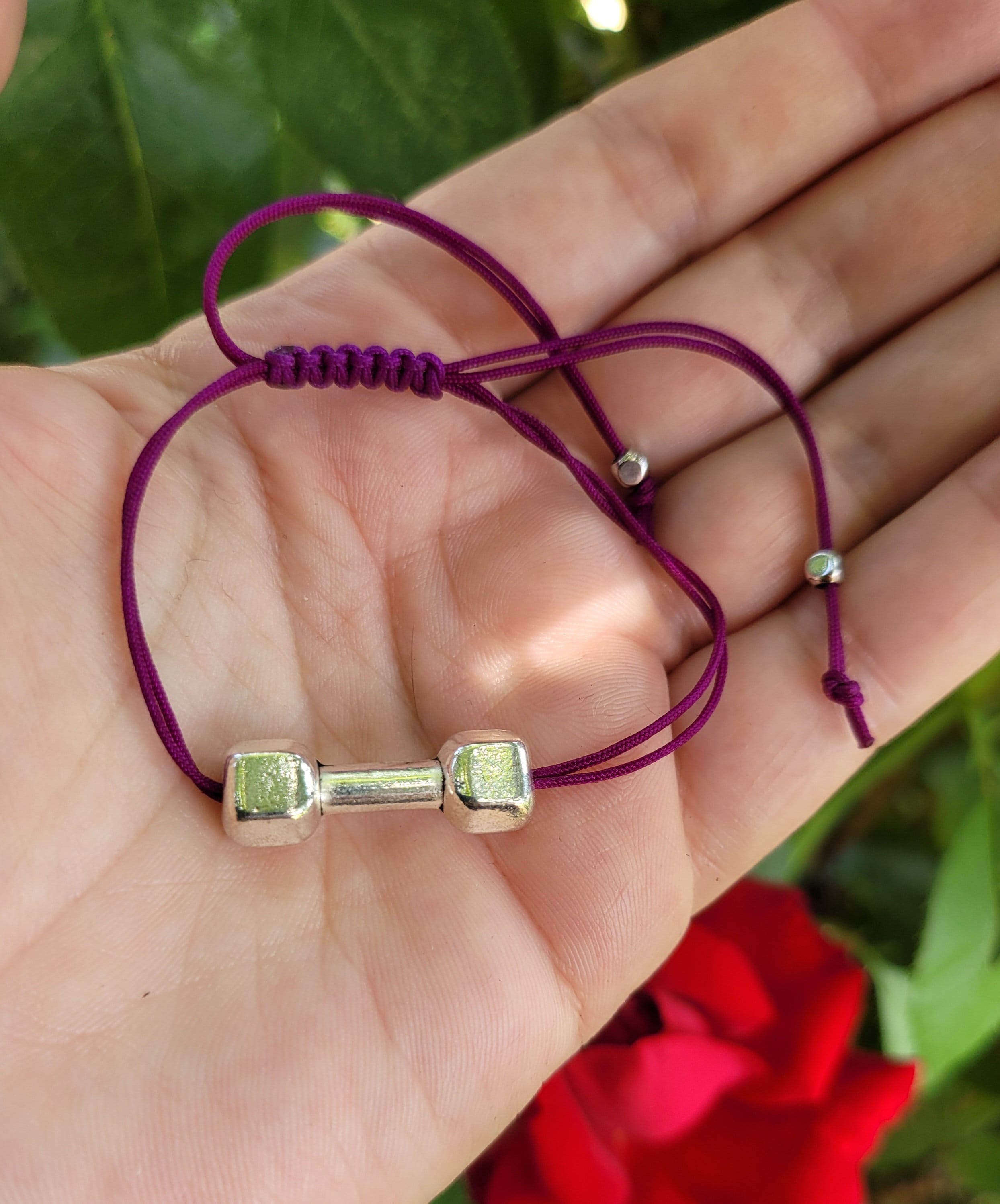 Dumbbell Charm Bracelet, Silver Barbell Bodybuilding Fitness Bracelet ...