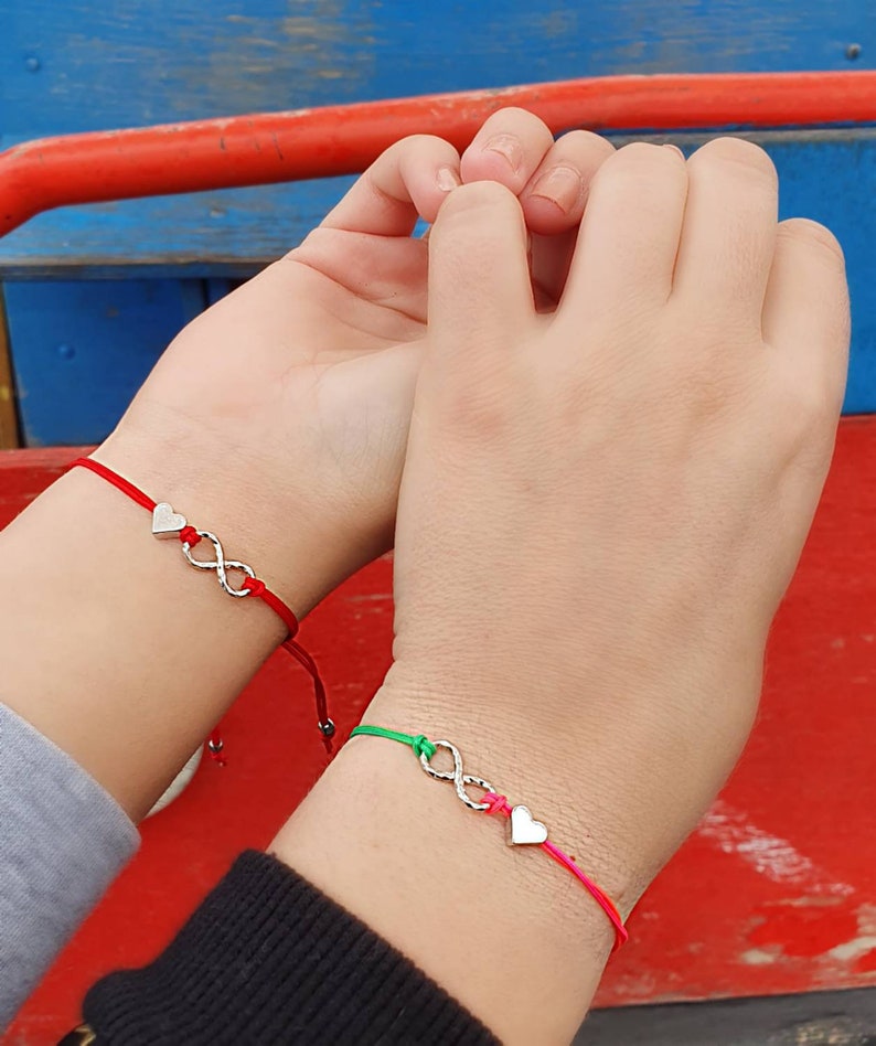 Dainty Tiny Heart and Infinity Symbol Bracelet With Adjustable String ...