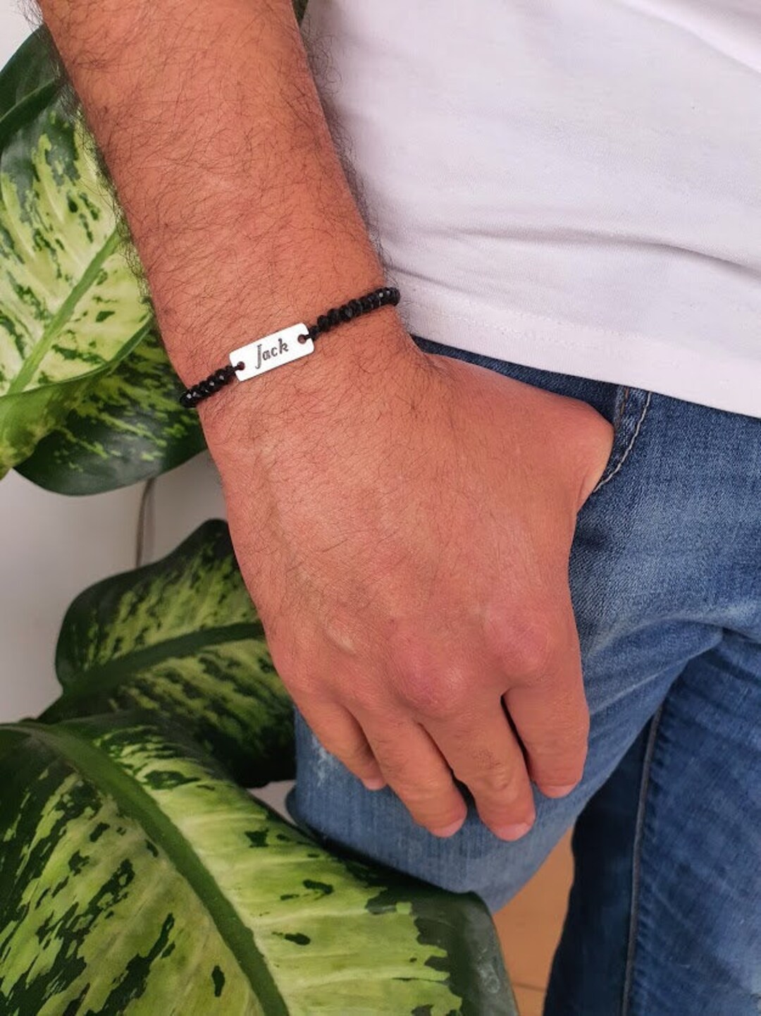 Personalized Bracelet for Men Custom Engraved Beaded Bracelet - Etsy