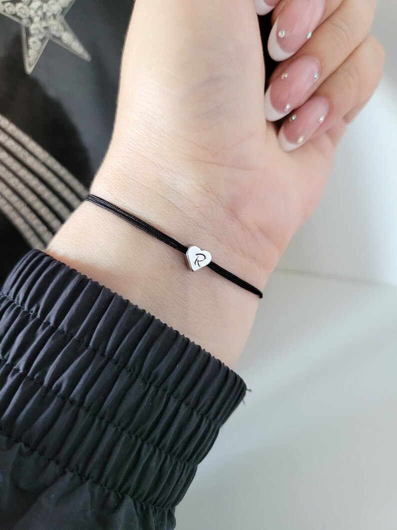 Heart Bracelet With Initial, Custom Personalized Engraved Platinum ...