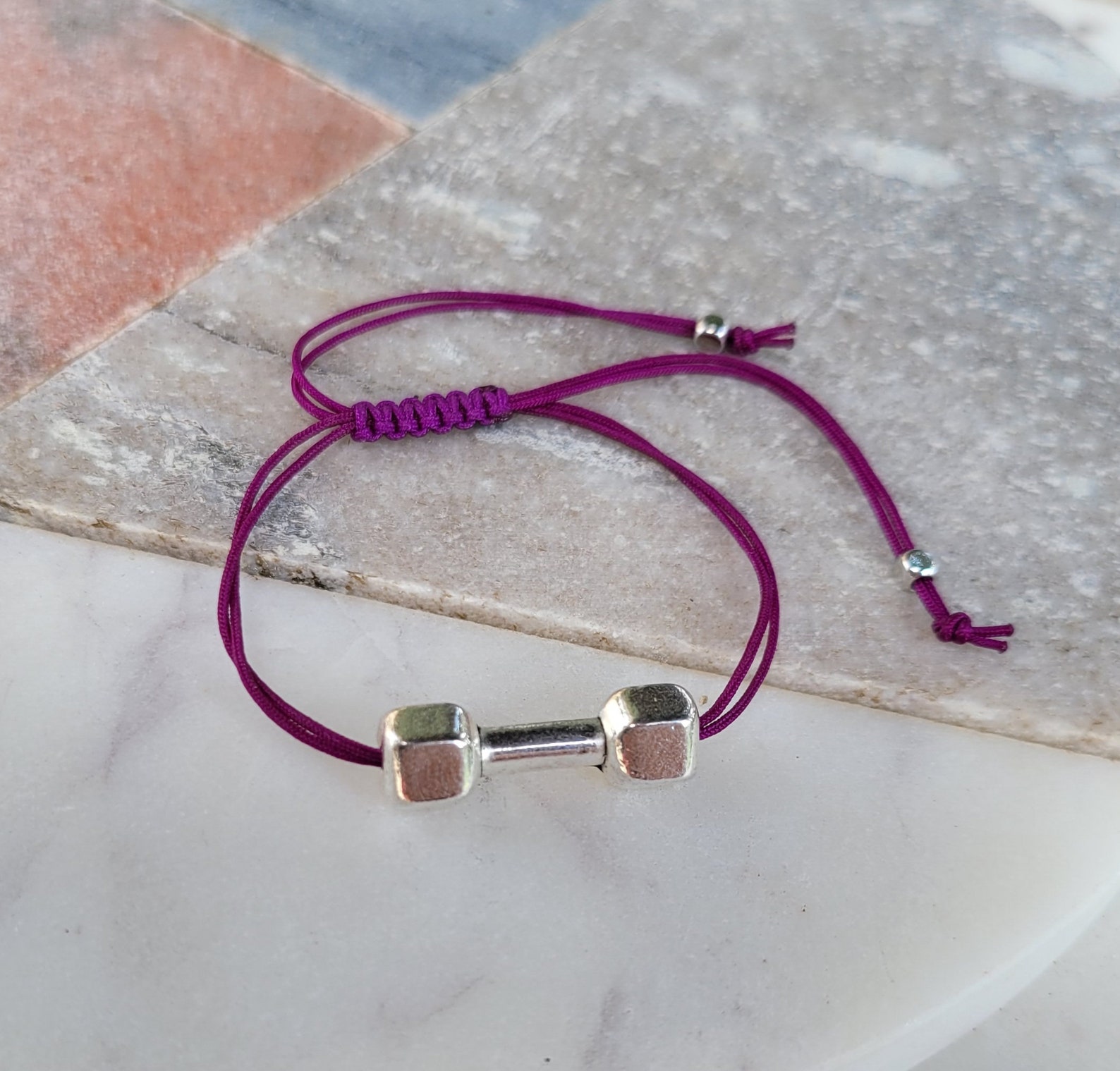 Dumbbell Charm Bracelet, Silver Barbell Bodybuilding Fitness Bracelet ...