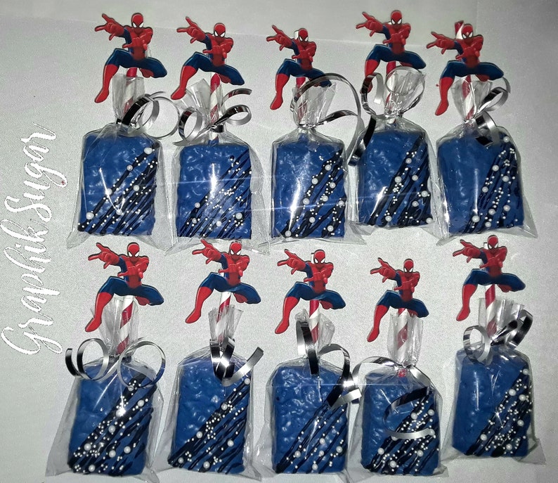 SPIDERMAN Themed Candy or CHOCOLATE Apples & Rice Crispy - Etsy