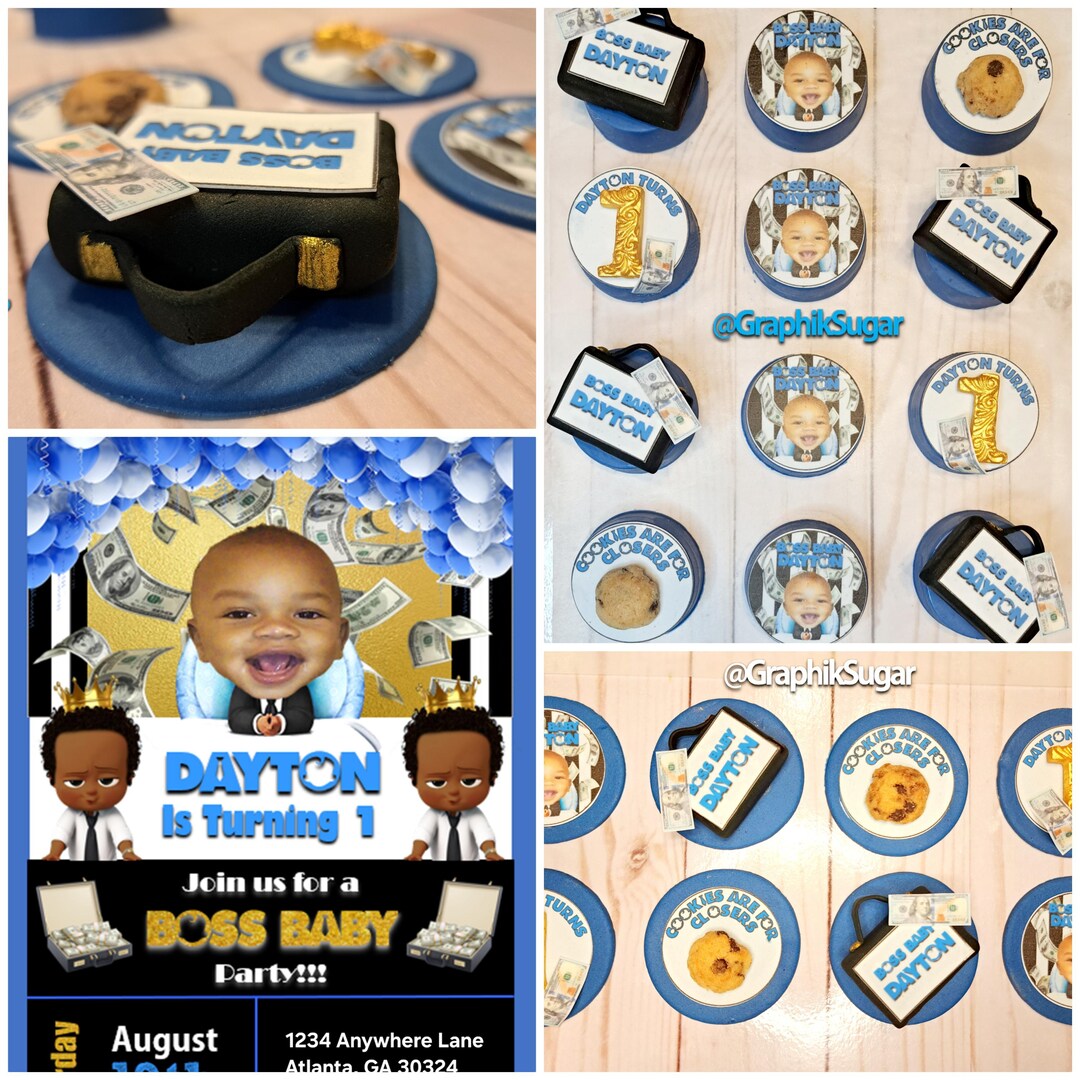 BOSS BABY Treat Package (1 DIGITAL Invite, 12 Chocolate Covered Cookies ...
