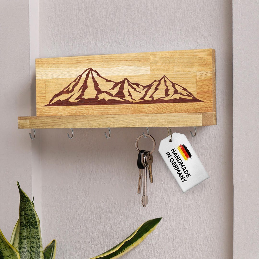 Key Board Wood With Shelf Hook Mountain Motif 3 Engraving ...