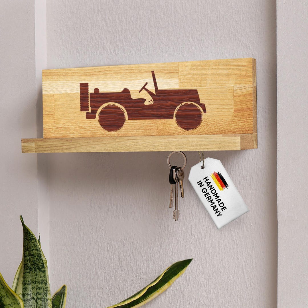 Key Board Wood With Storage Magnet Vintage Car Engraving Personalizable ...