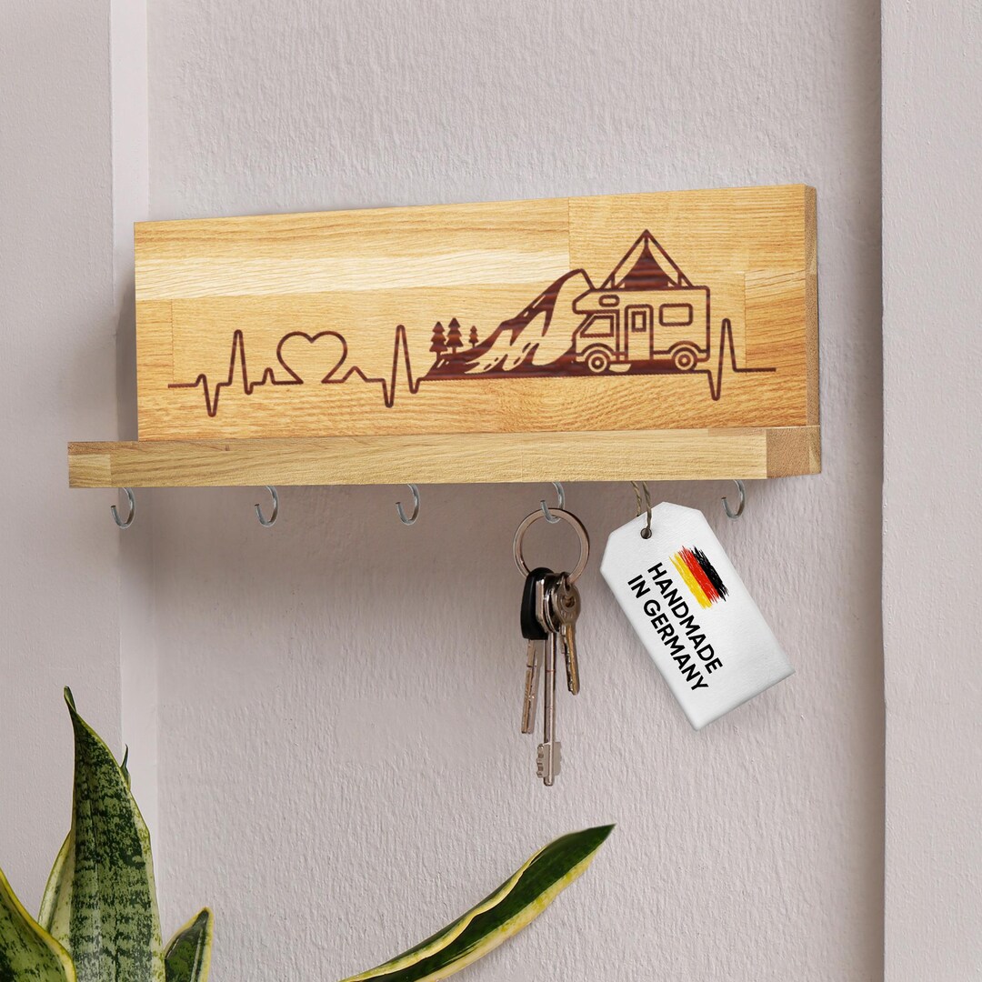Key Board Wood With Storage Hook Camping Love Engraving Personalizable ...