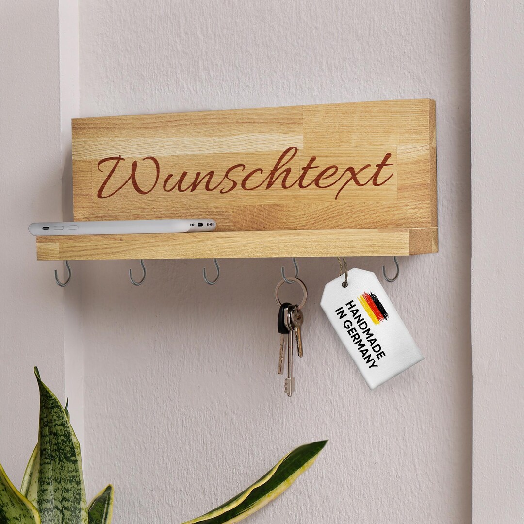 Key Board Wood With Storage Hook Engraving Personalizable Gift Key ...
