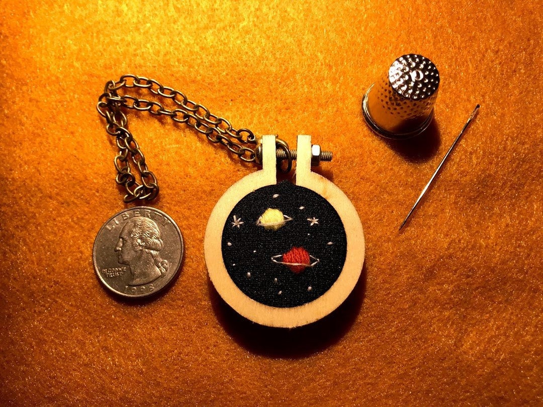 Mini Hand-embroidered Space/ Planet Theme Keychain - Etsy