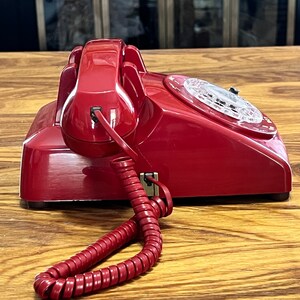Vintage AT&T Red Rotary Dial Telephone, WORKS, Red Dial Phone, Retro ...