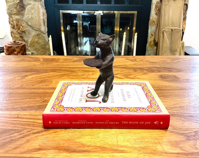 Vintage Diego Giacometti Style Bronze Cat Butler, Bronze Cat Holding ...
