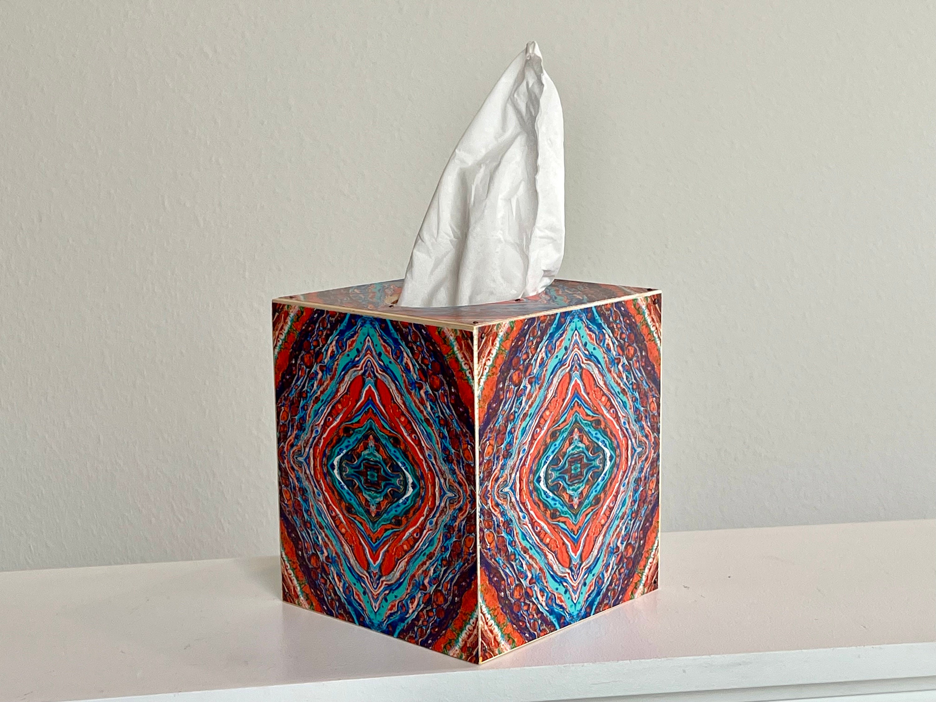 Wood Tissue Box Cover, Colorful Facial Tissue Box Cover, Boutique ...