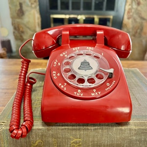 Vintage AT&T Red Rotary Dial Telephone, WORKS, Red Dial Phone, Retro ...