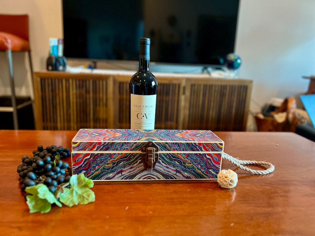 Wood Wine Box, Wine Tote, Decorative Wine Box With Hinged Lid, Wooden ...