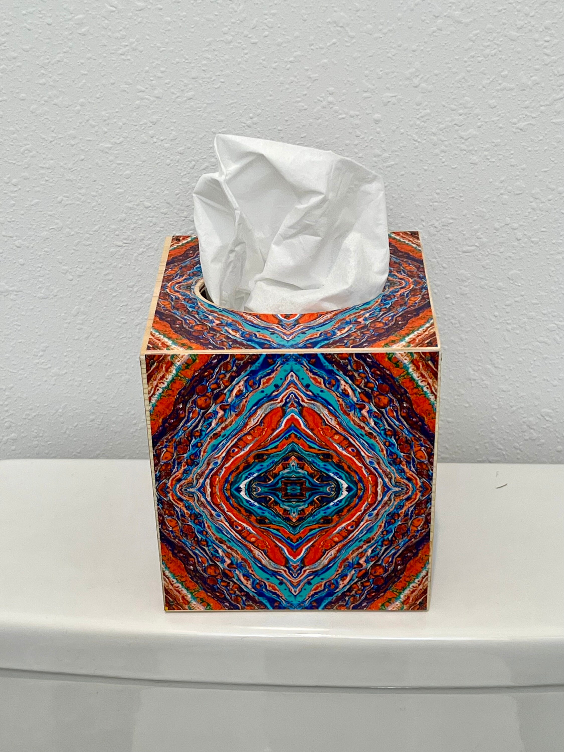 Wood Tissue Box Cover, Colorful Facial Tissue Box Cover, Boutique ...